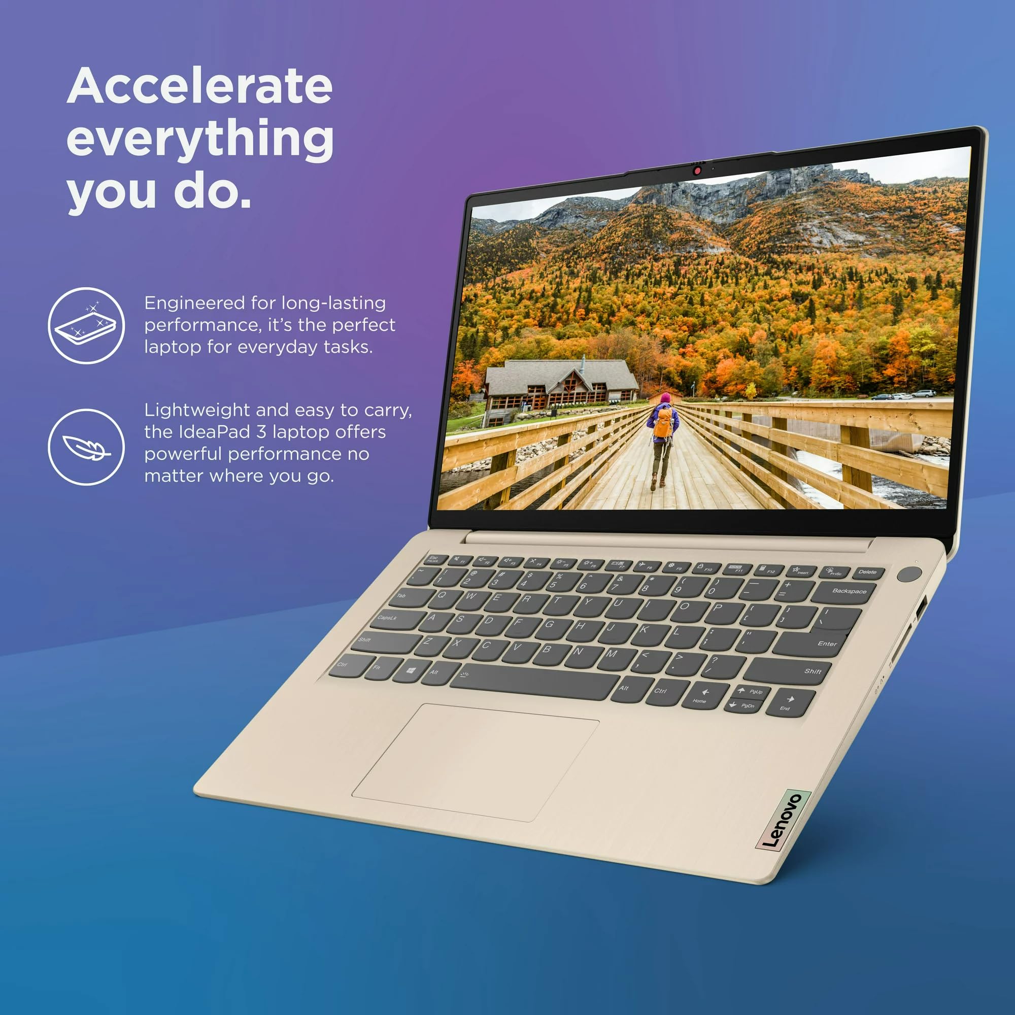 Lenovo IdeaPad 3 14 2023 Laptop, 8-Core AMD Ryzen 7 5700U, 14" FHD Display, AMD Radeon Graphics, 8GB DDR4 1TB SSD, Backlit Keyboard, Fingerprint, USB-C, WiFi 6, HDMI, Win10 Home, Sand