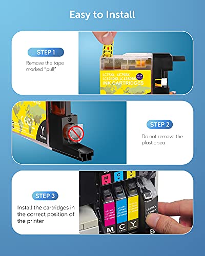 Compatible Ink Cartridges Replacement for Brother LC75XL LC79XL Work with Brother MFC-J280W MFC-J425W MFC-J430W MFC-J6510DW MFC-J6710DW MFC-J6910DW MFC-J5910DW MFC-J625DW MFC-J600DW J835DW Printer