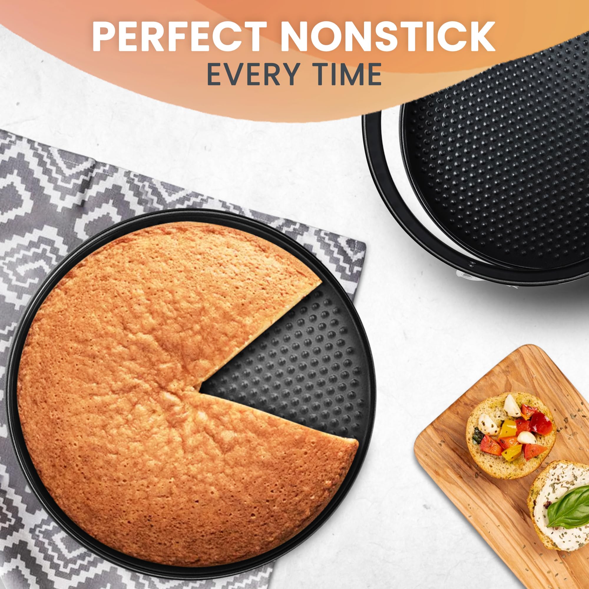 RFAQK Non-Stick 9 Inch Springform Pan - Spring form Pan for Cheesecake with Removable Bottom, Bonus Icing Spatula with 30 Pcs Parchment Paper & Recipe E-Book - Ideal for Baking Cakes, Pizzas, & More!