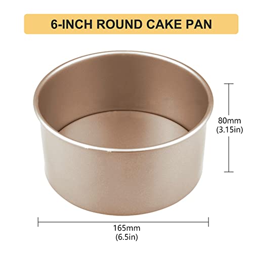6 Inch Cake Pan Non-Stick Carbon Steel Deep Round Baking Pan with Removable Loose Bottom, Heavy Duty Deep Wall Bakeware Round Cake Pans, Quick Release Cake Molds for Baking Layer Cake, Cheese Cake