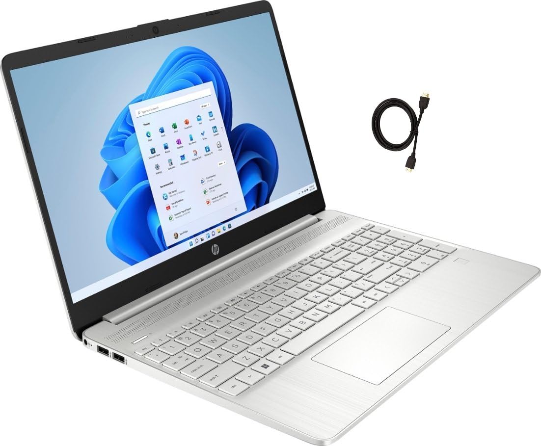 HP 15.6" HD Premium Business Laptop, AMD Ryzen 3 5300U 4-Core Upto 3.8GHz, 32GB RAM, 256GB PCIe SSD, AMD Radeon Graphics, USB-C, Wide Vision HD Webcam, Windows 11 Pro + HDMI Cable, Silver