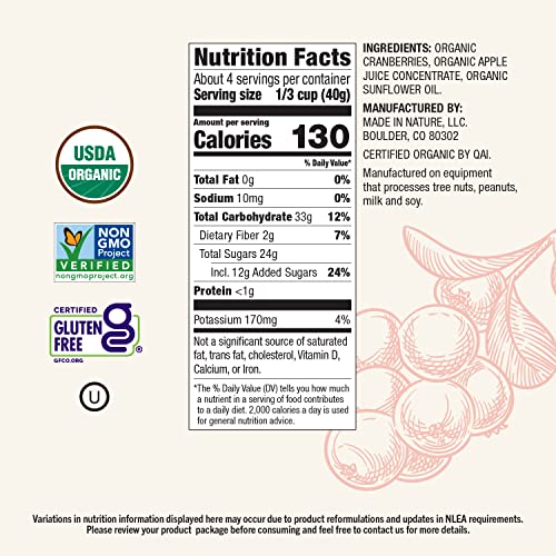 Made in Nature Organic Dried Fruit, Cranberries, 5oz Bags (6 Count) – Vegan, Non-GMO, Unsulfured