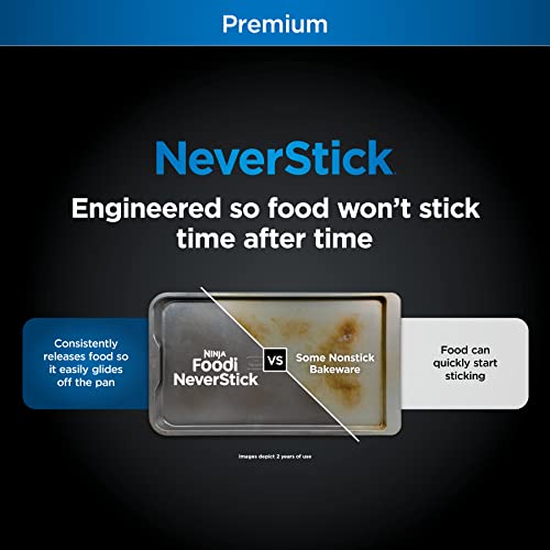 Ninja B30408 Foodi NeverStick Premium 8 inch Square Cake Pan, Nonstick, Oven Safe up to 500⁰F, Dishwasher Safe, Grey