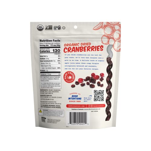 Made in Nature Organic Dried Fruit, Cranberries, 5oz Bags (6 Count) – Vegan, Non-GMO, Unsulfured