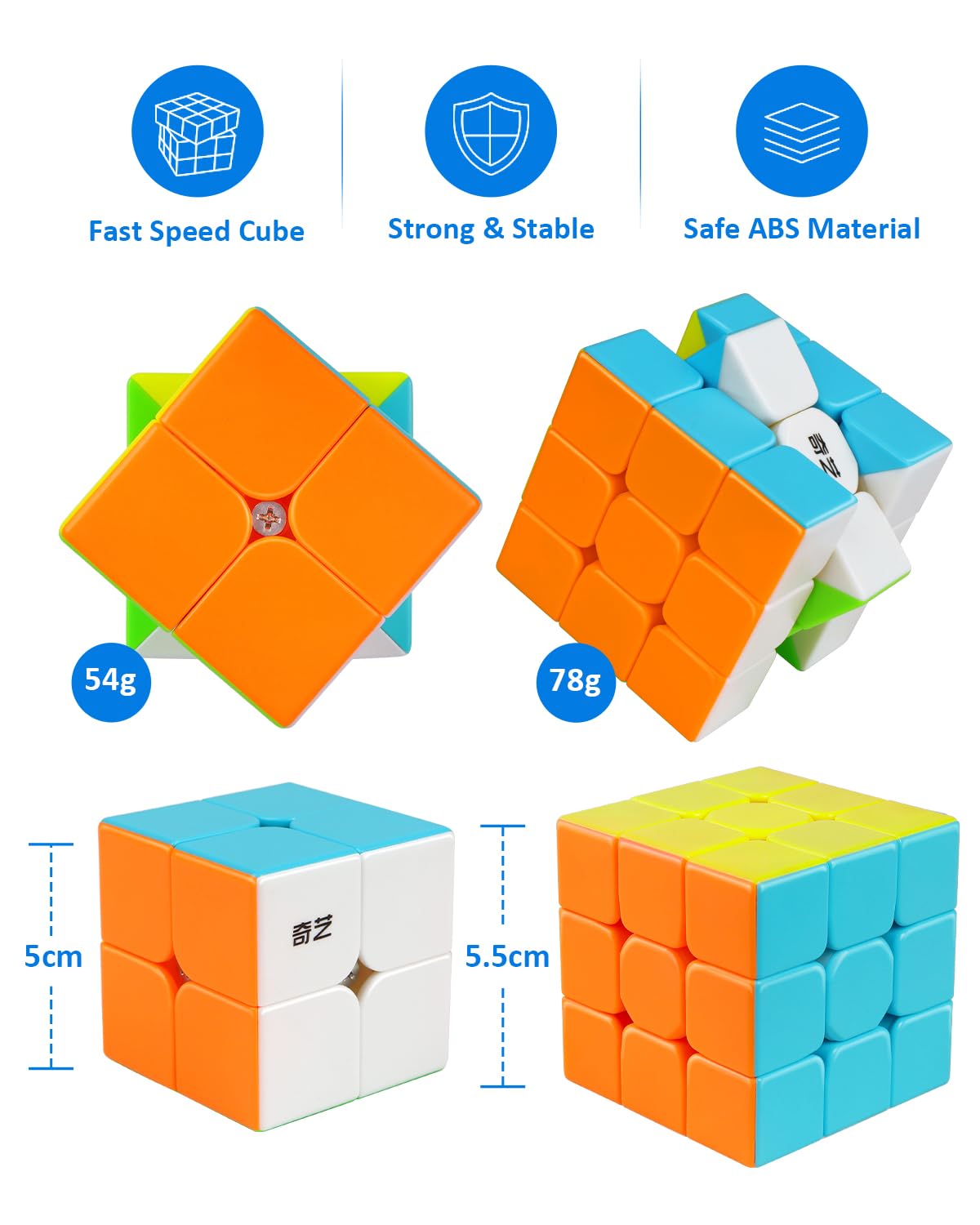Coogam Qiyi Speed Cube Bundle 2x2 3x3 Magic Cube Set Qidi s 2x2 Warrior W 3x3 Stickerless Puzzle Toy Pack
