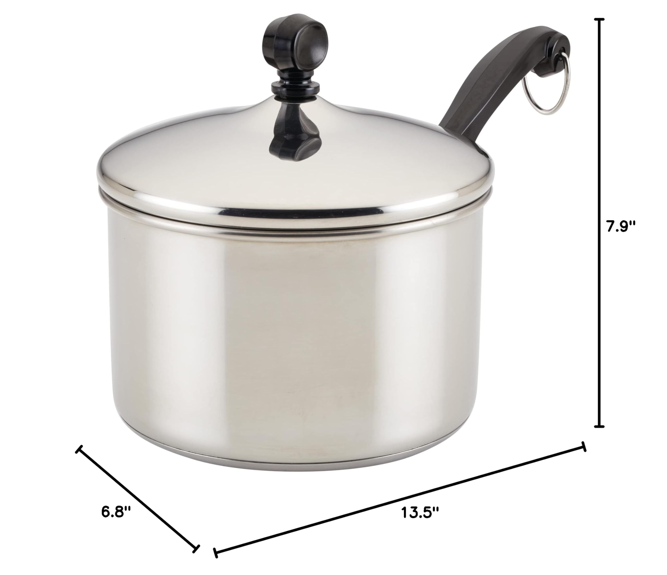 Farberware Classic Stainless Steel Sauce Pan/Saucepan with Lid, 3 Quart, Silver