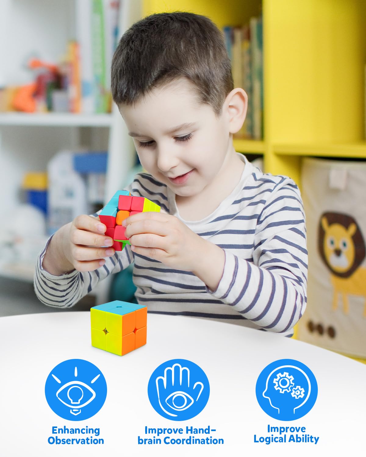 Coogam Qiyi Speed Cube Bundle 2x2 3x3 Magic Cube Set Qidi s 2x2 Warrior W 3x3 Stickerless Puzzle Toy Pack