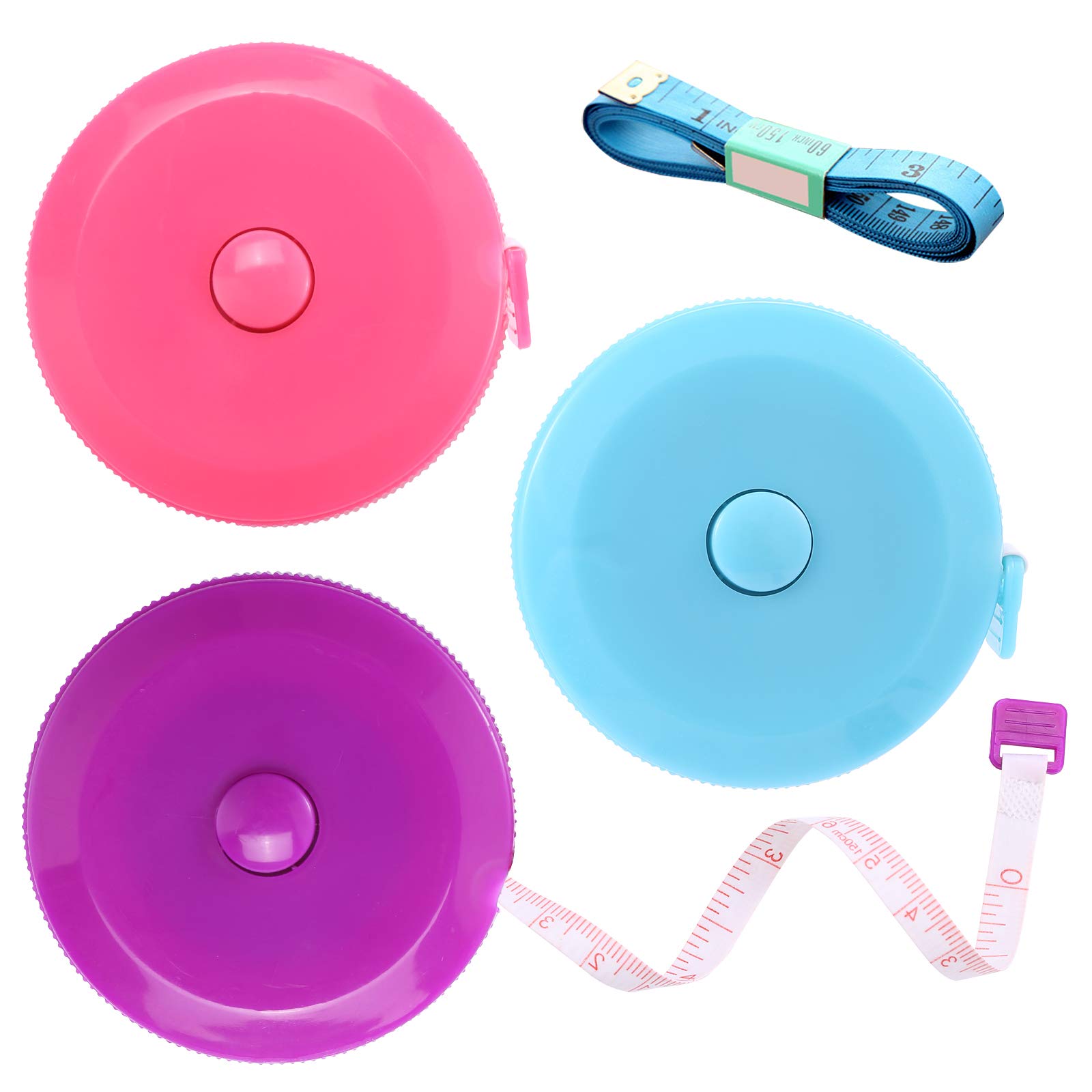 Measuring Tape, Fabric Small Tape Measure Retractable, 60 Inch Sewing Tape Measure for Craft Nursing Medical Travel(3 Pack/Pink Purple Sky Blue)