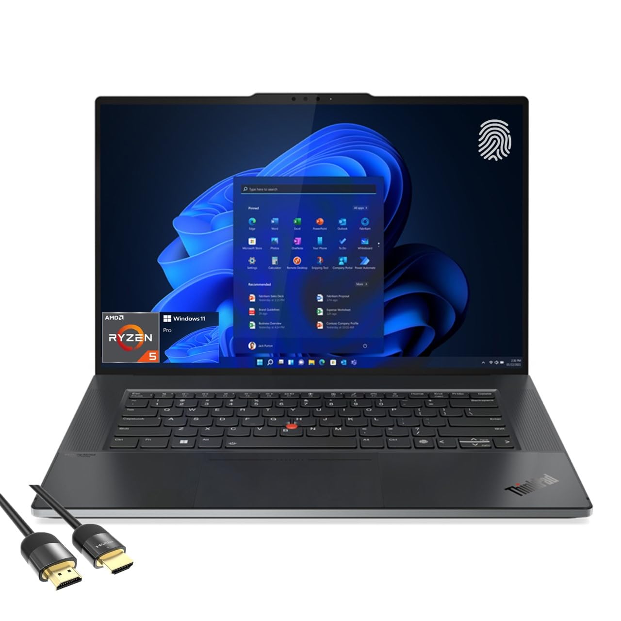 Lenovo ThinkPad Z16 Laptop, 16" WUXGA IPS Display, AMD Ryzen 5 PRO 6650H (Beat i7-1255U), 16GB RAM, 2TB PCIe SSD, Backlit KB, Fingerprint Reader, WiFi 6E, USB-C, Webcam, PDG HDMI Cable, Win 11 Pro