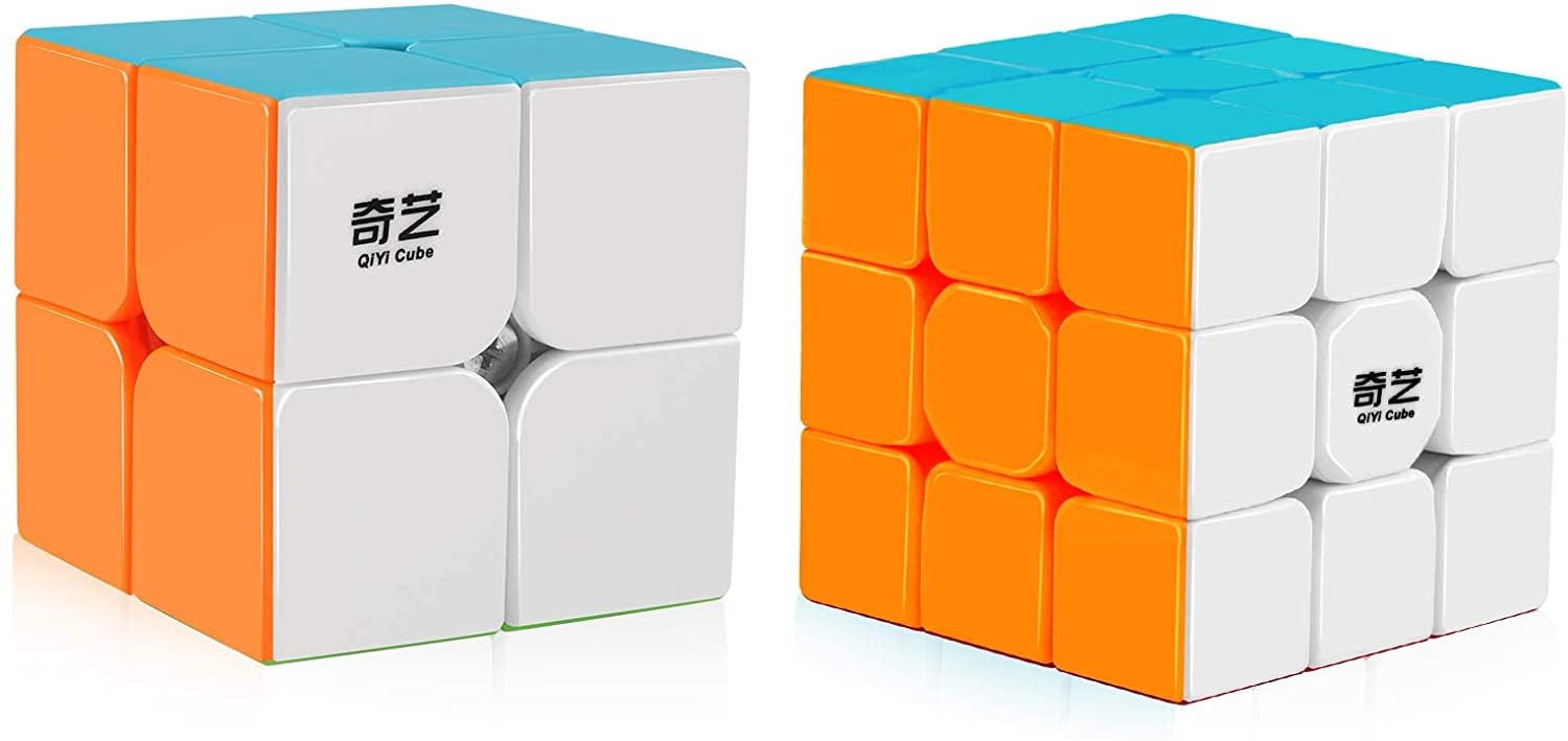 Coogam Qiyi Speed Cube Bundle 2x2 3x3 Magic Cube Set Qidi s 2x2 Warrior W 3x3 Stickerless Puzzle Toy Pack