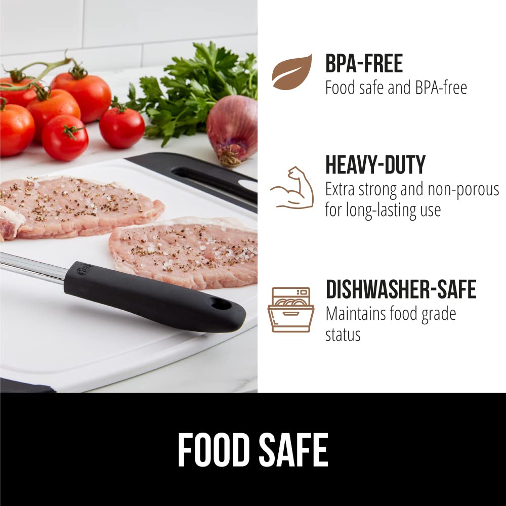 Gorilla Grip Durable Kitchen Cutting Board Set of 3, BPA Free, Reversible Use, Easy Grip Rubber Handles, Deep Juice Grooves, Large Food Chopping Boards, Dishwasher Safe, Chop Meat, Veggies, Black