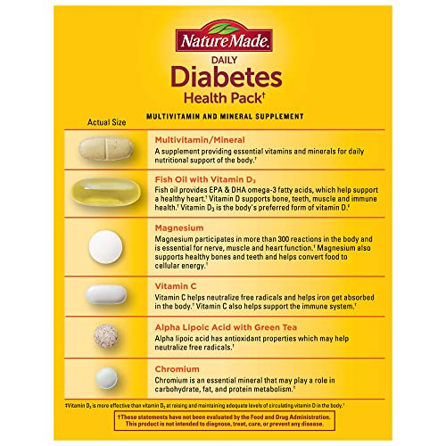 Nature Made Daily Diabetes Health Pack, Dietary Supplement for Nutritional Support, 30 Packets, 30 Day Supply