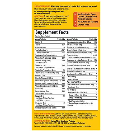 Nature Made Daily Diabetes Health Pack, Dietary Supplement for Nutritional Support, 30 Packets, 30 Day Supply