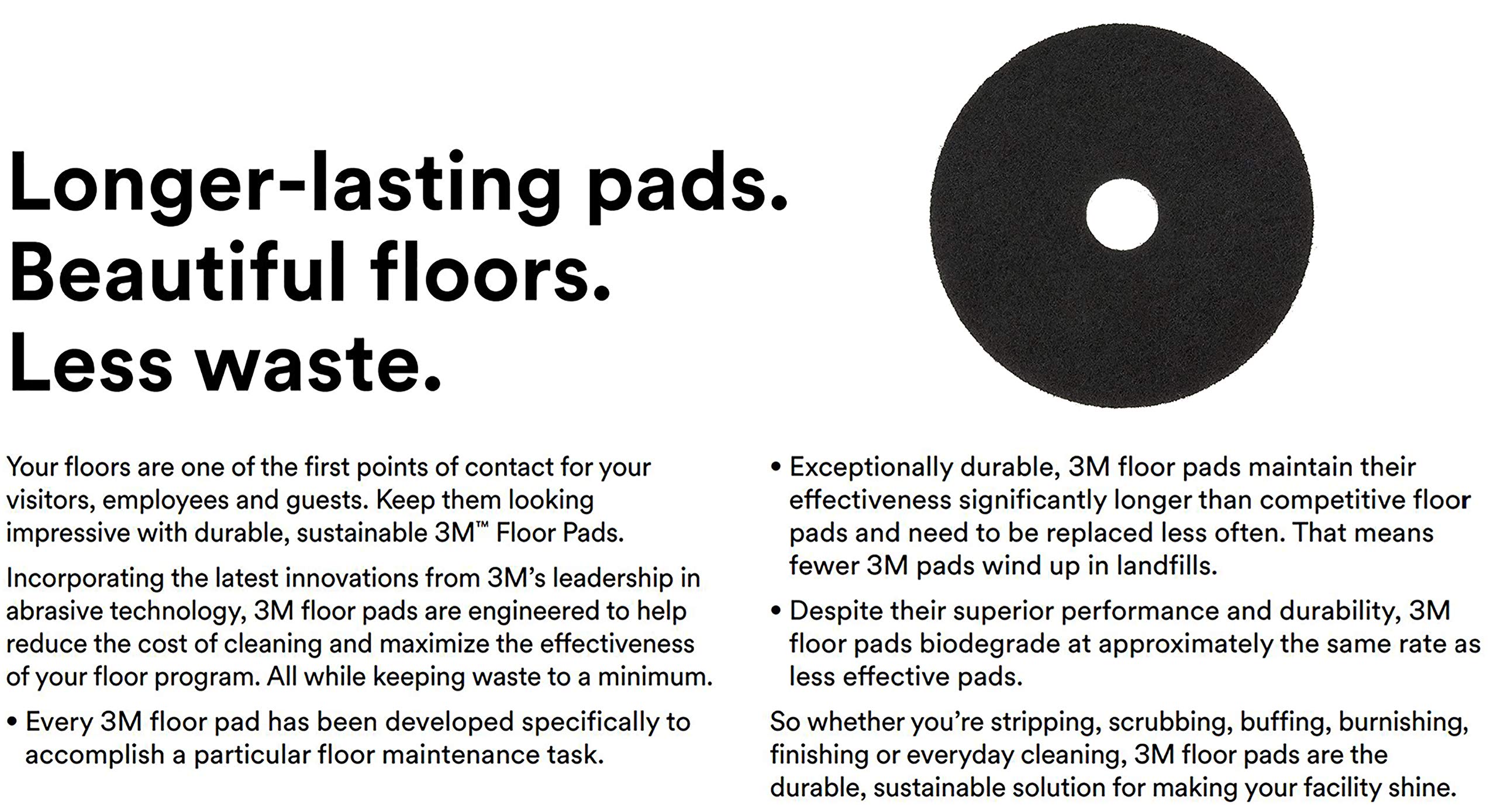 3M Black Stripper Pad 7200, 13" Floor Care Pad (Case of 5)