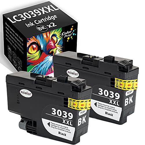 (2-Pack, Black) ColorPrint Compatible LC3039XXL Ink Cartridge Replacement for Brother LC3039 XXL LC3039BK LC-3039BK Work with MFC-J5845DW MFC-J5845DW MFC-J5945DW MFC-J6945DW MFC-J6545DW XL Printer
