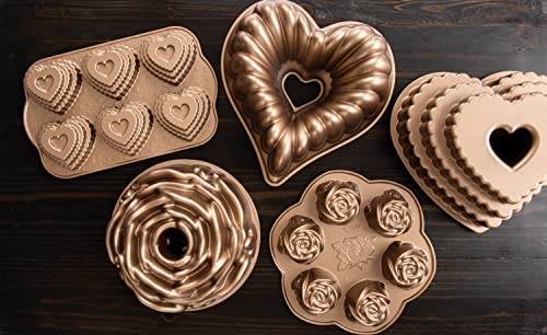 Nordic Ware Elegant Heart Bundt, 10 Cup, Toffee