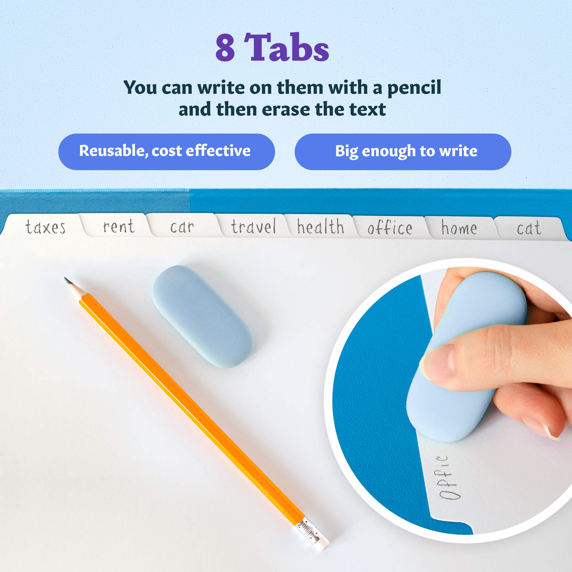 3 Ring Binder Dividers with Tabs - (12 Sets) x 8 Tab Dividers for 3 Ring Binders - White - Tabs for Binders - Binder Tabs - Page Dividers for 3 Ring Binder with Tabs - Tab Dividers // Paper Plan