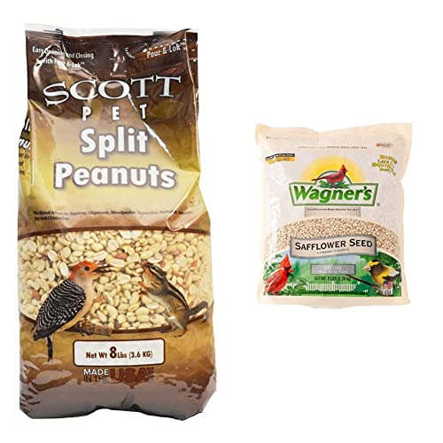 Scott Pet Peanuts Split Whole No Shell 8Lb & Wagner's 57075 Safflower Seed Wild Bird Food, 5-Pound Bag