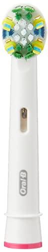 Oral-B Floss Action Electric Toothbrush Head with CleanMaximiser Technology, Angled Bristles for Deeper Plaque Removal, Pack of 4, Green, White, Yellow