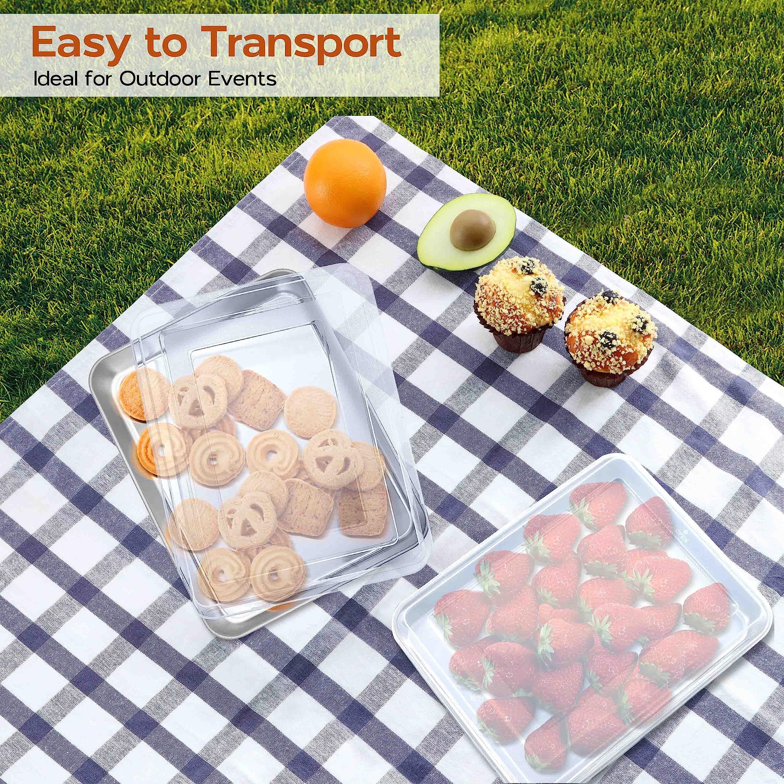 Onader 10⅜ x 8⅛ x 2 Inch Baking Pan with Lid 2 Pack Stainless Steel Lasagna Rectangular Cake Pan
