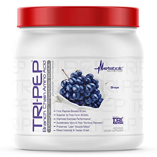 Metabolic Nutrition - TRIPEP - Tri-Peptide Branch Chain Amino Acid, BCAA Powder, Pre Intra Post Workout Supplement, Grape, 400 Grams (40 Servings)