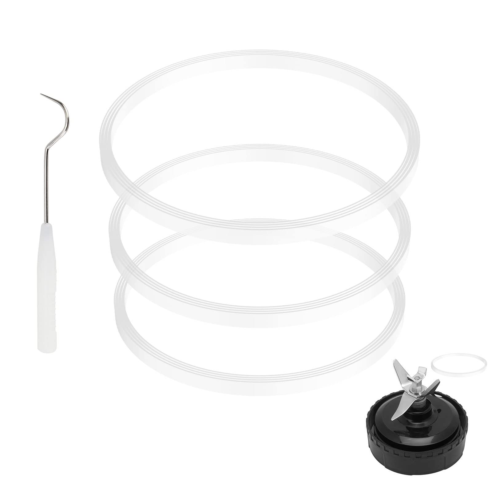 3 Pack Rubber Gaskets Replacement Seal White O-Ring for Ninja Pro Blender Replacement for Ninja BL660 1100w BL770 1500w BL663 BL740 BL773CO BL780 BL780CO (3.22 inch Gaskets)