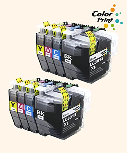 C P 8-Pack ColorPrint Compatible LC3013 Ink Cartridge High Yield for Brother LC3013XL LC-3013 XL LC3011 LC3011XL Work with MFC-J690DW MFC-J895DW MFC-J491DW MFC-J497DW Printer (2BK, 2C, 2M, 2Y), Cyan