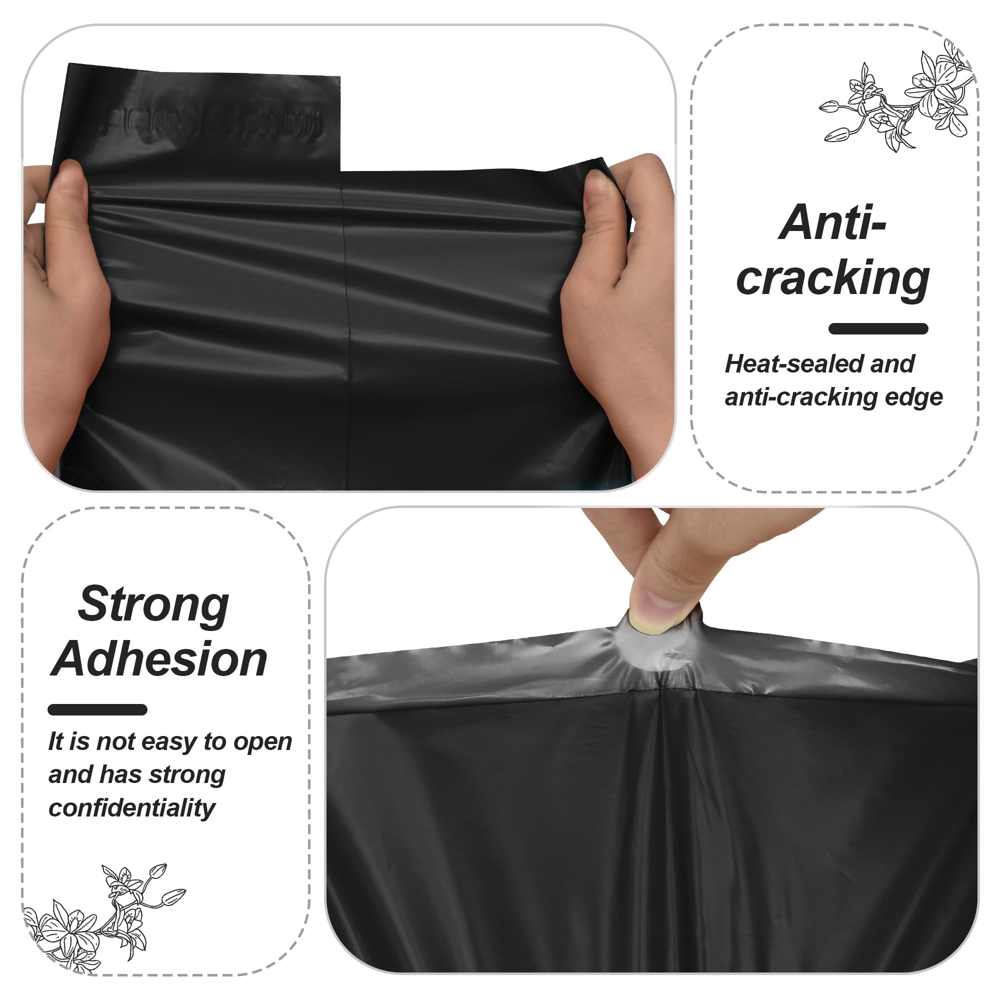 JinRuiKJ Thank You Poly Mailer 100 PCS Shipping Bags Black Envelopes with Self Adhesive, Waterproof and Tear-Proof Postal Bags, Chic Packaging Bags for Small Business, 10x13 Inches, Bulk