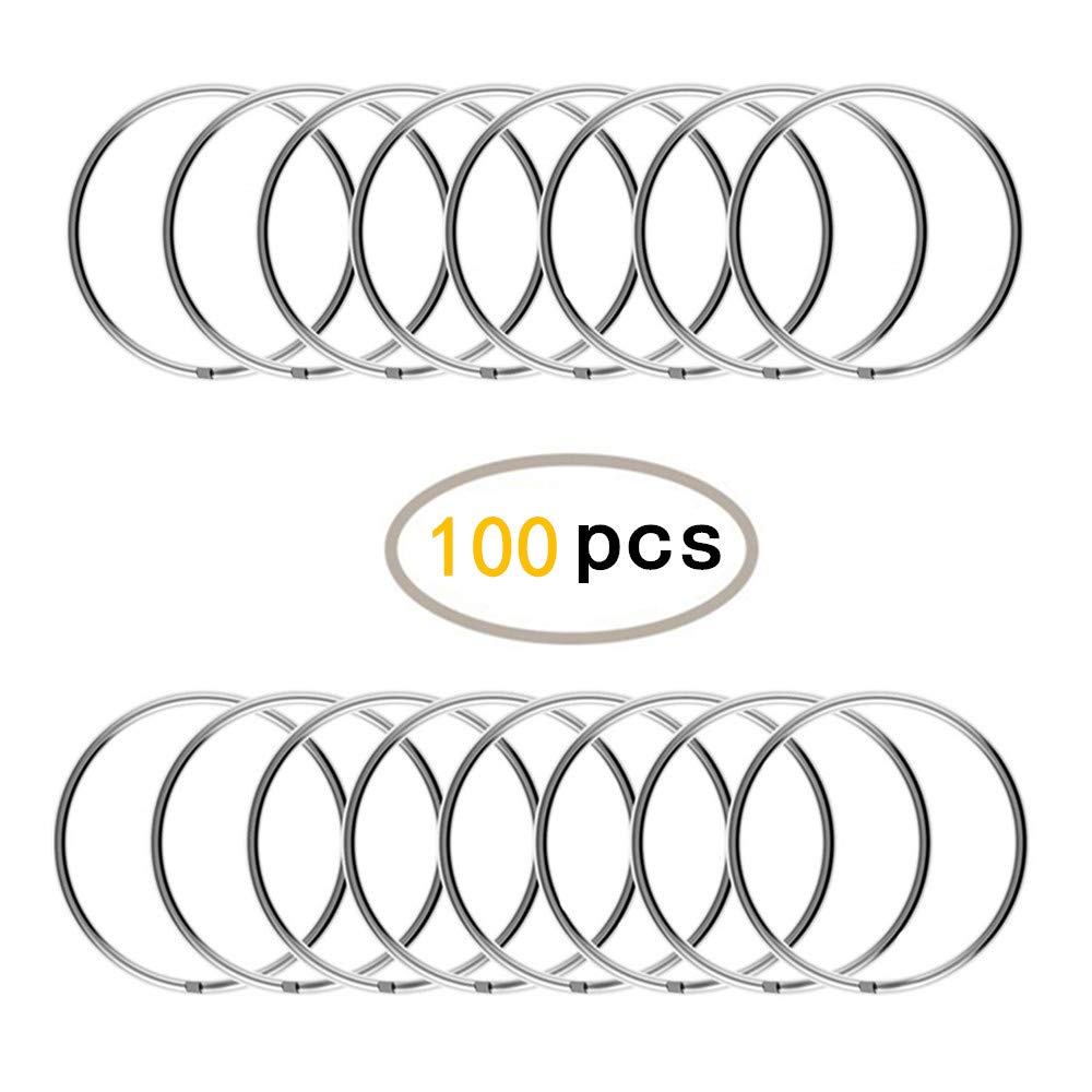 KINGFOREST 100PCS Key Rings 1 Inch, Key Rings Metal Keychain Rings Split Keyrings Flat Ring for Home Car Office Keys Attachment