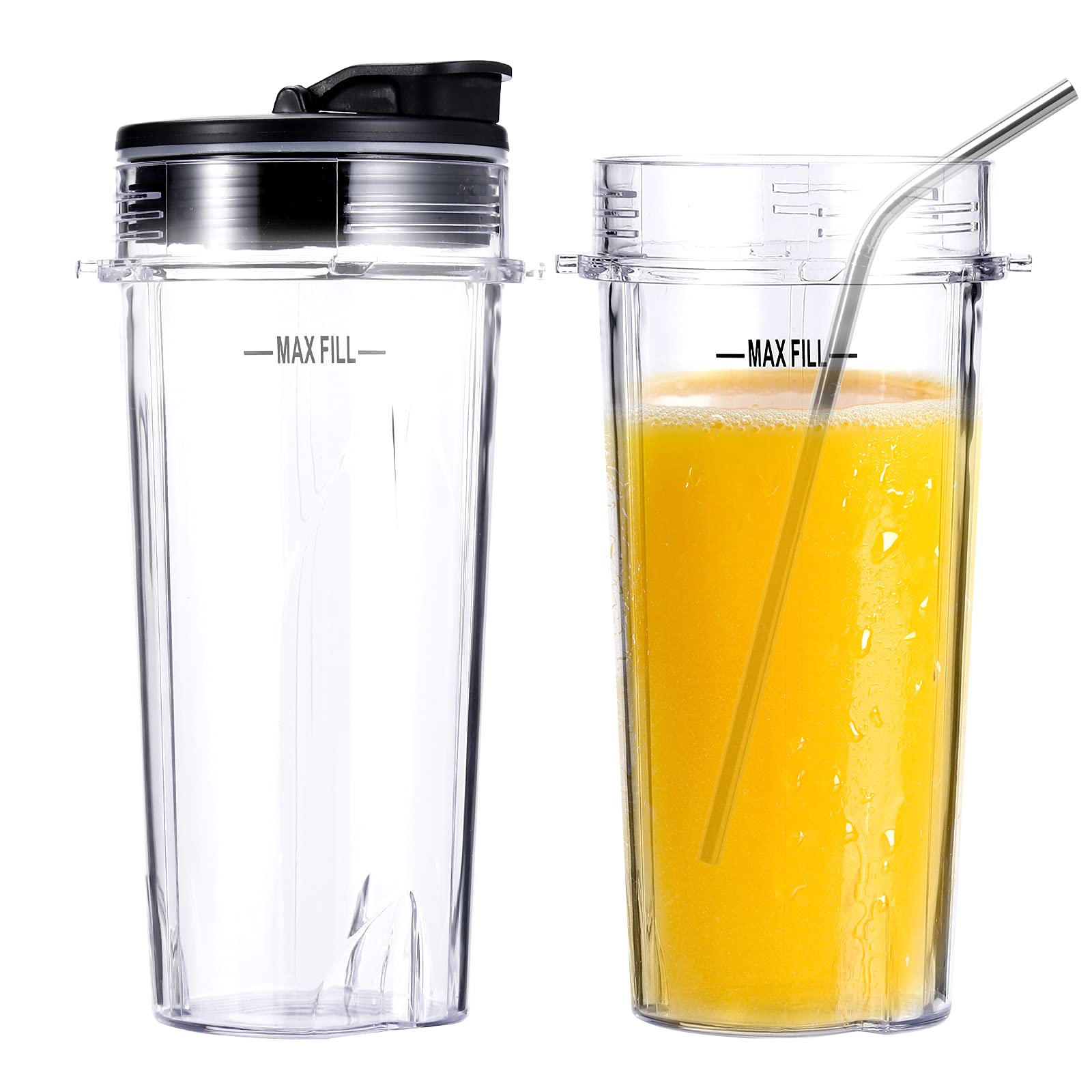 16oz Blender Cup Set 6pcs Replacement Parts Compatible with Ninja Single Serve Cup with Lid and Seal Lid Compatible with Nutri Ninja Series for QB3000 BL770 BL780 BL660 BL740 BL810 Blenders