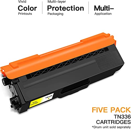 E-Z Ink (TM) Compatible Toner Cartridge Replacement for Brother TN336 TN-336 TN331 Compatible with HL-L8350CDW MFC-L8850CDW MFC-L8600CDW HL-L8350CDWT HL-L8250CDN (Black Cyan Magenta Yellow, 5 Pack)