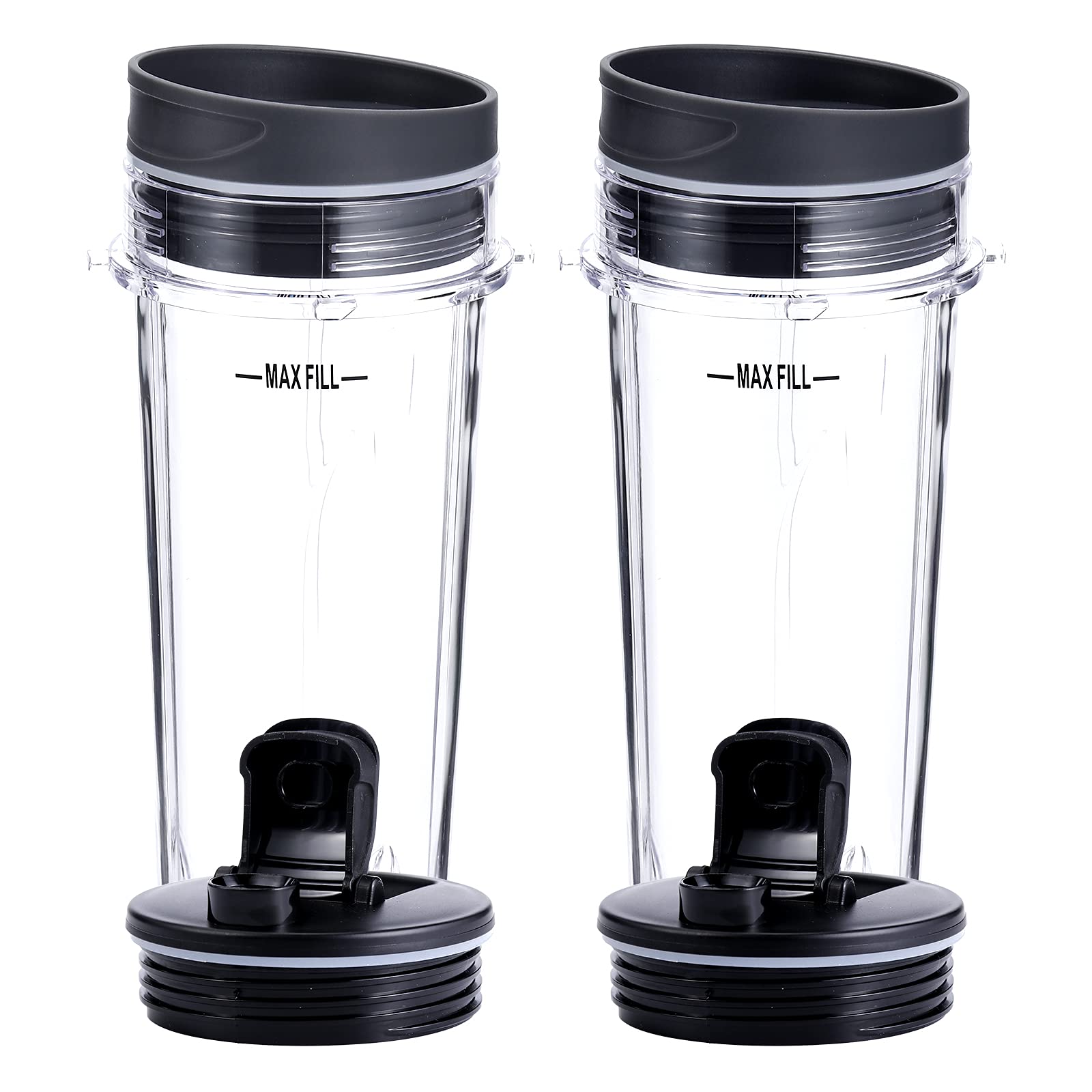 16oz Blender Cup Set 6pcs Replacement Parts Compatible with Ninja Single Serve Cup with Lid and Seal Lid Compatible with Nutri Ninja Series for QB3000 BL770 BL780 BL660 BL740 BL810 Blenders
