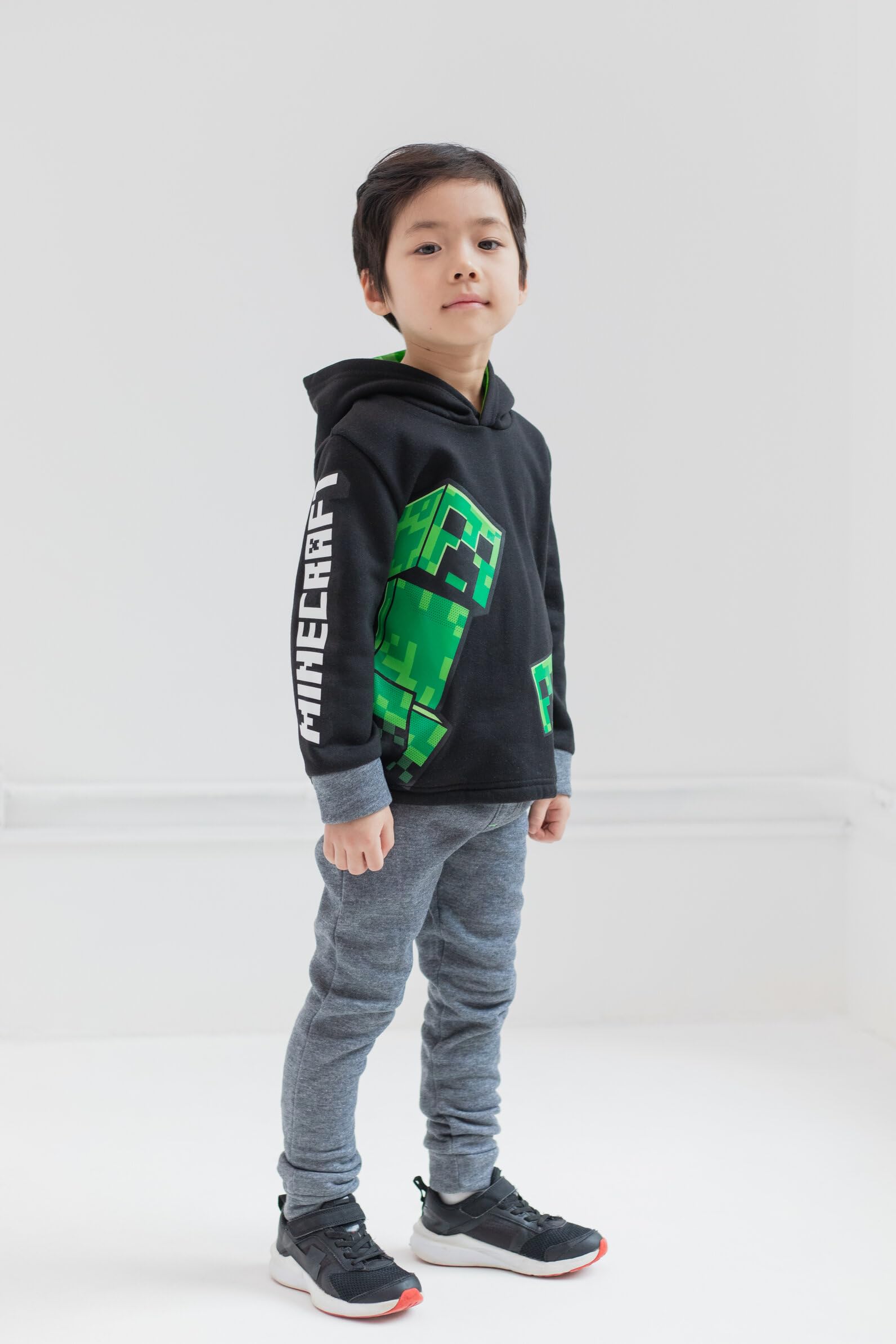Minecraft Creeper Big Boys Fleece Hoodie & Pants Black/Gray 18-20