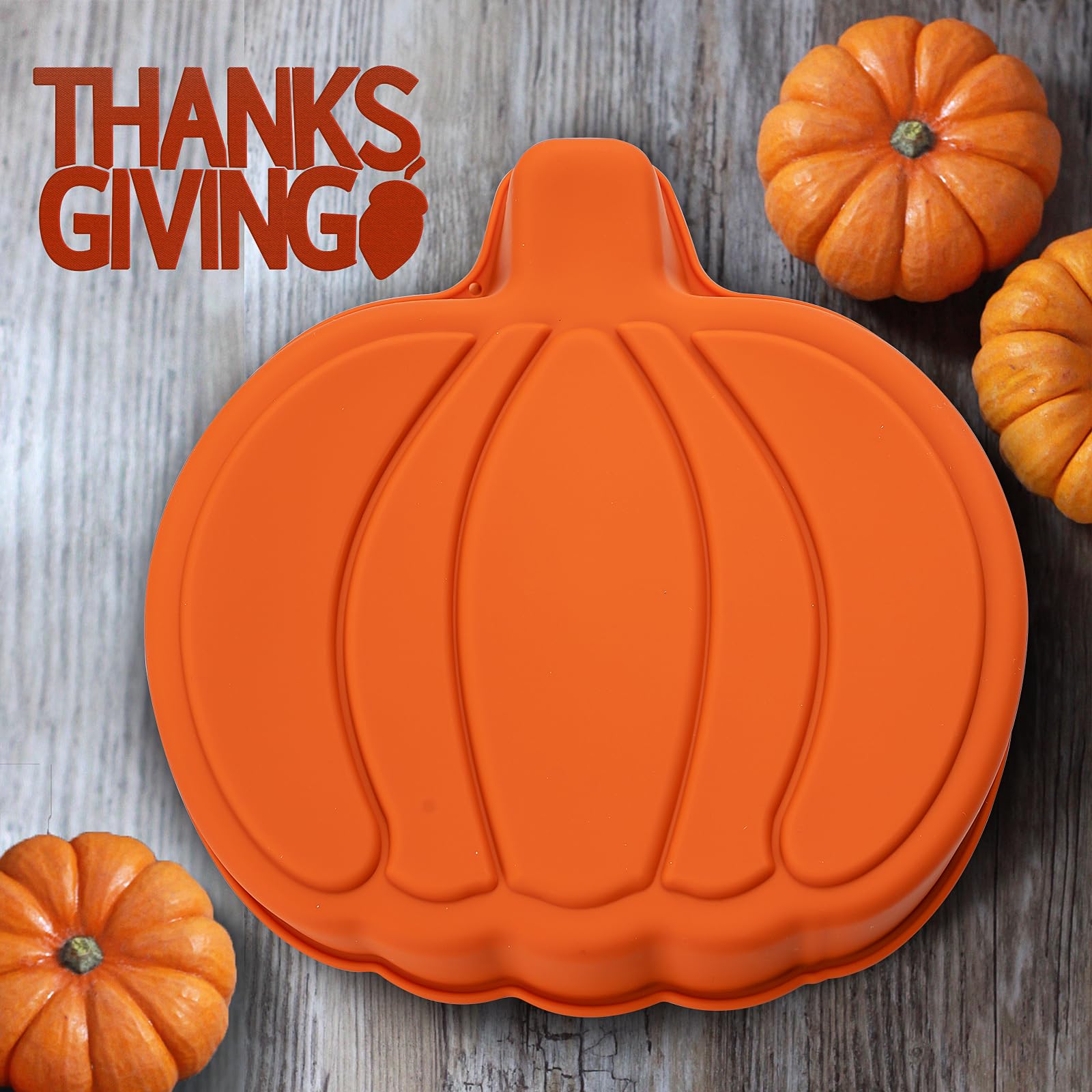 Dootafy Pumpkin Cake Pan 3 Pack Silicone Pumpkin Pancake Mold, 7 Inch Fall Cake Molds Pumpkin Layer Rainbow Baking Cake Pan for Halloween Thanksgiving