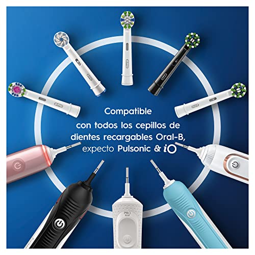 Oral-B Cross Action Electric Toothbrush Head with CleanMaximiser Technology, Angled Bristles for Deeper Plaque Removal, Pack of 8, Black Edition