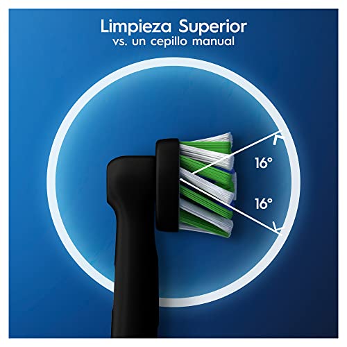 Oral-B Cross Action Electric Toothbrush Head with CleanMaximiser Technology, Angled Bristles for Deeper Plaque Removal, Pack of 8, Black Edition