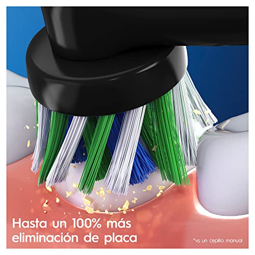 Oral-B Cross Action Electric Toothbrush Head with CleanMaximiser Technology, Angled Bristles for Deeper Plaque Removal, Pack of 8, Black Edition