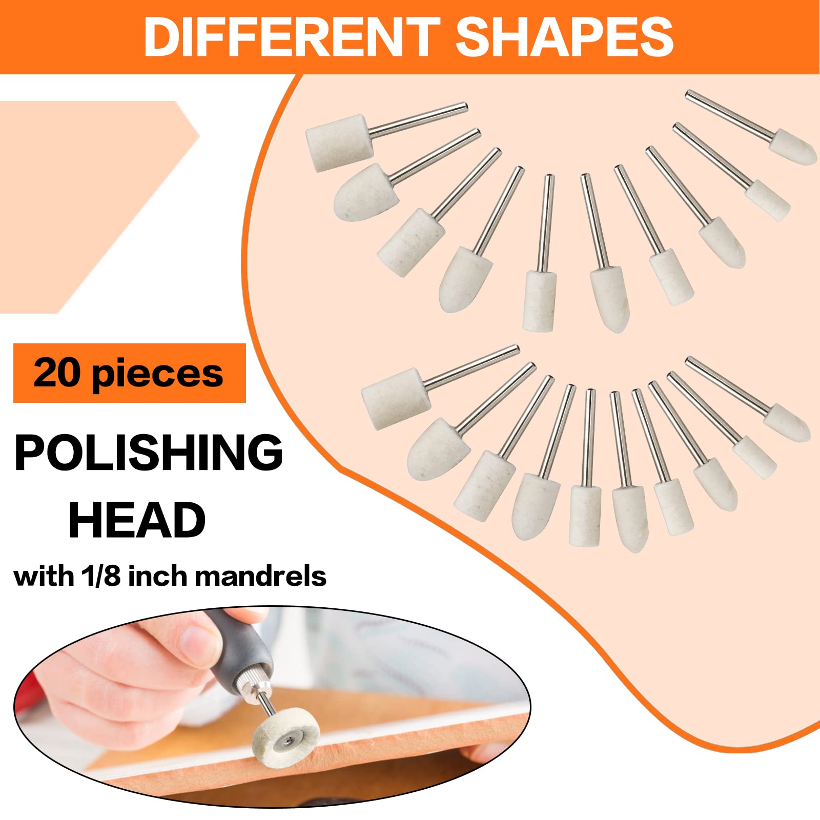 134PCS Polishing Buffing Wheel Polishing Kit Compatible with Dremel, Polishing Wheel Rotary Tool Accessories with 1/8" Shank, Abrasive Wheel Buffing Polishing Wire Brushes Wool Felt Cotton Mounted