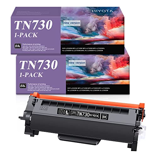 HIYOTA Twin Pack TN-730 Black Toner Cartridge Replacement for Brother TN730 TN 730 Black Toner Cartridge to use with MFC-L2710DW HL-L2350DW HL-L2370DW/DWXL MFC-L2750DWXL DCP-L2550DW Printer
