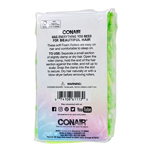 Conair 10Piece Con Large Foam Rollers, 1.6 Oz (Pack of 10)