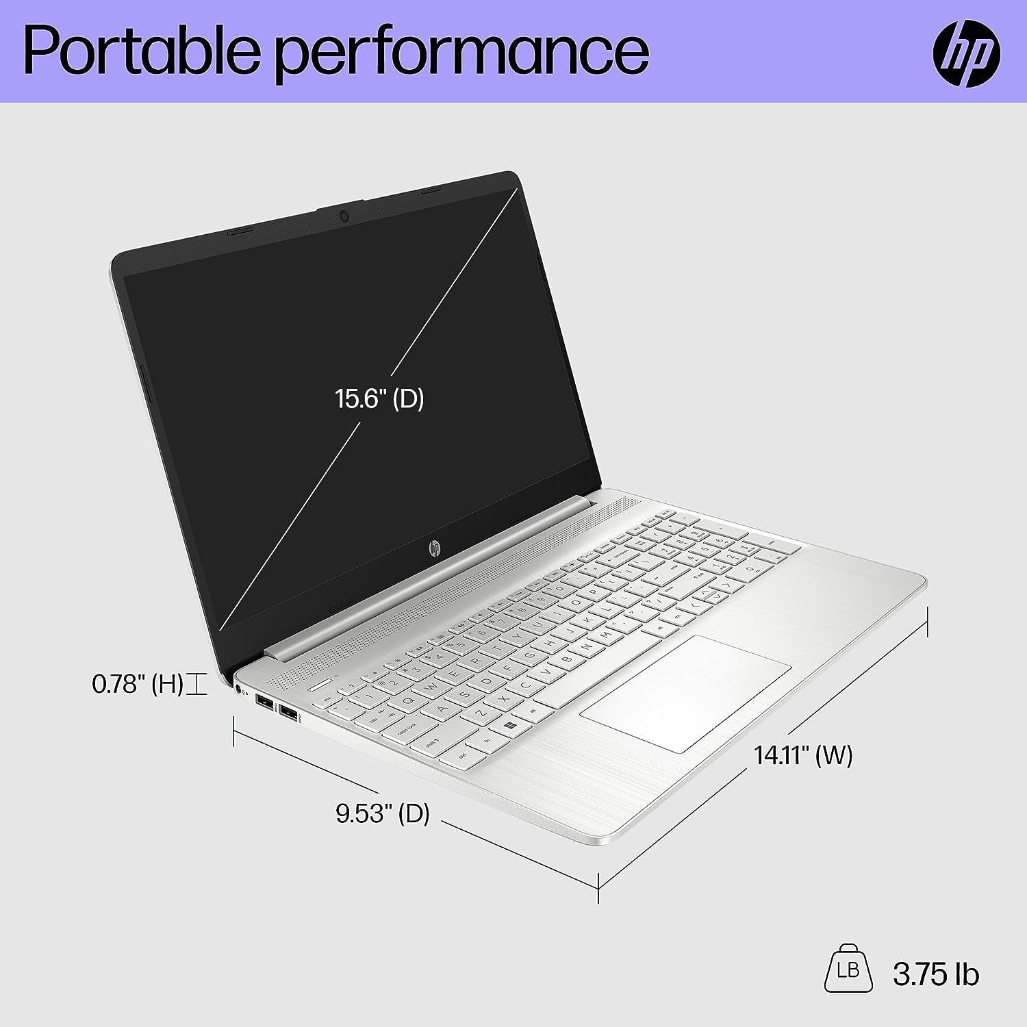 HP 2024 Business Laptop, 15.6" HD Display, AMD Ryzen 5 5500U Processor (6 cores), 8GB RAM, 512GB SSD, AMD Radeon Graphics, Numeric Keypad, Windows 11 Home with USB WiFi Adapter