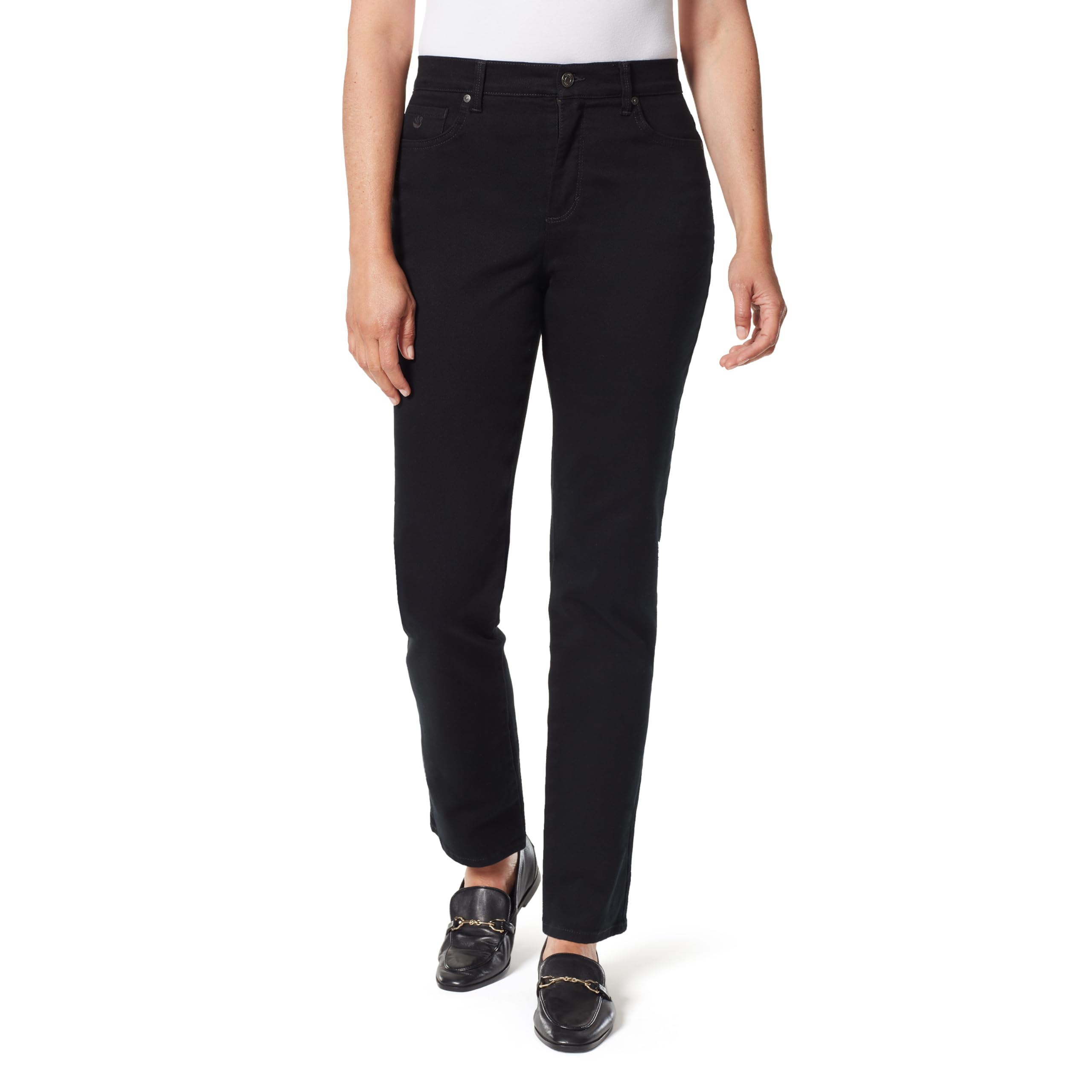 Gloria Vanderbilt Women's Amanda Classic High Rise Tapered Jean, Black, 14 Regular
