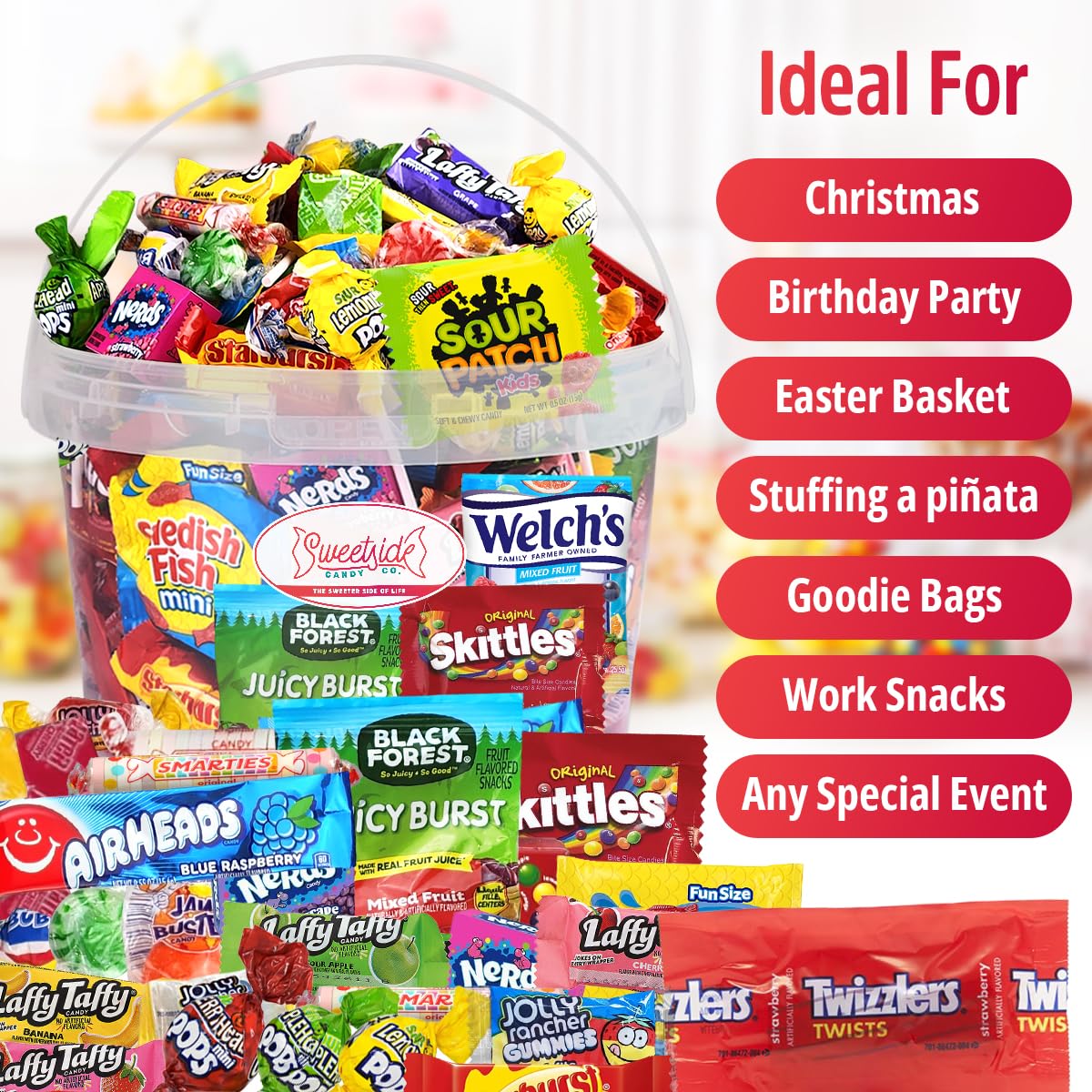 Bulk Candy Variety Pack - 2 Pound Care Package Assorted Basket, Snack Food Gift, Office Assortment Gift for Birthday Party, Kids, College Students & Adults (Pack of 1))