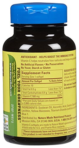 Nature Made Vitamin C 500 Mg Softgels, 60-Count