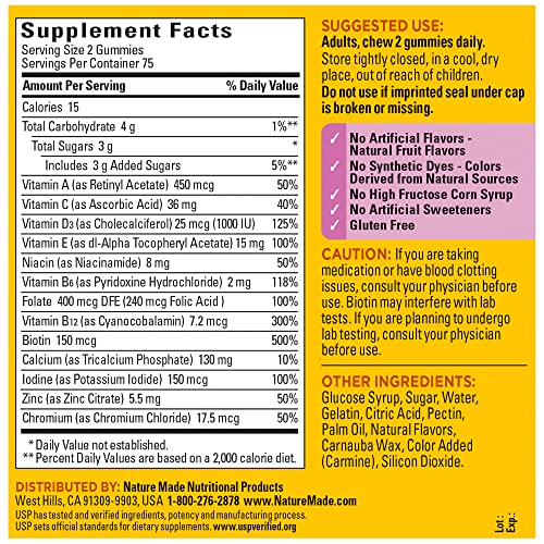 Nature Made Multivitamin For Her, Womens Multivitamin for Daily Nutritional Support, 150 Gummies, 75 Day Supply