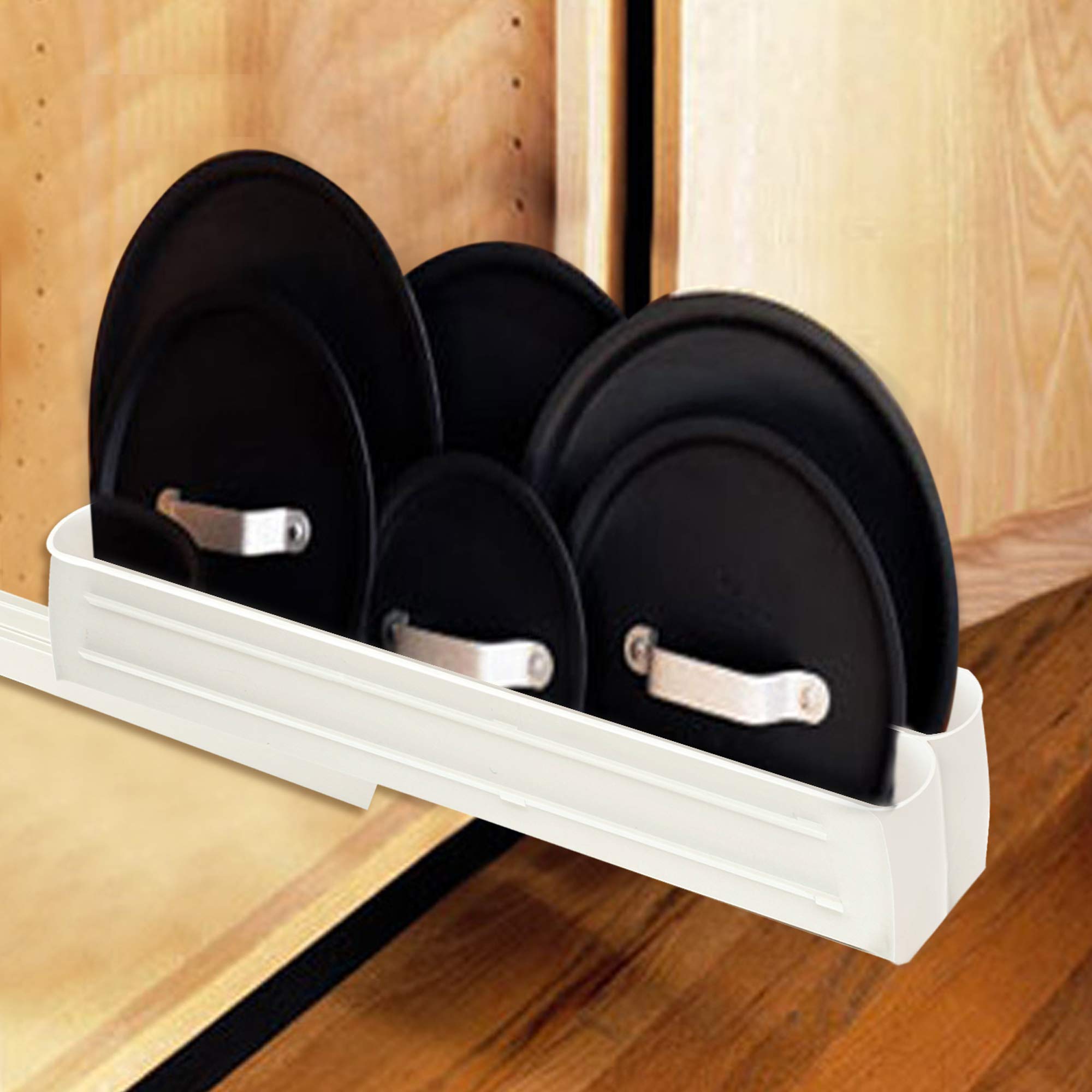 HOME-X Sliding Pot and Pan Lid Organizer, Cabinet and Drawer Storage for Kitchen Supplies, Cutting Boards Organizer-(19β L)