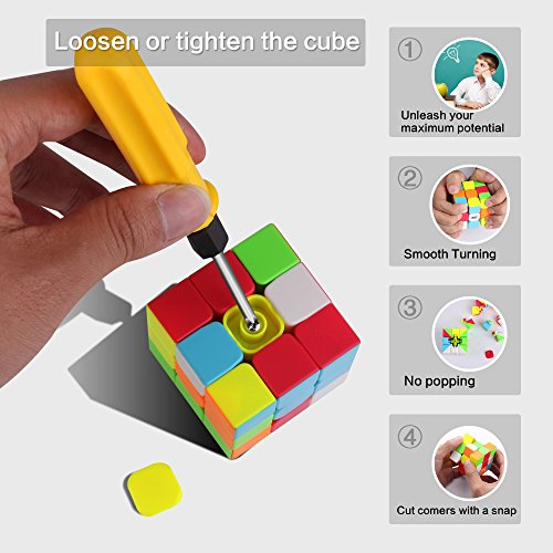 Roxenda Speed Cube Set, Speed Cube Bundle of 2x2x2 and 3x3x3 Cube Smoothly Magic Cube Collection for Kids Teens & Adults [2 Pack] (Stickerless)