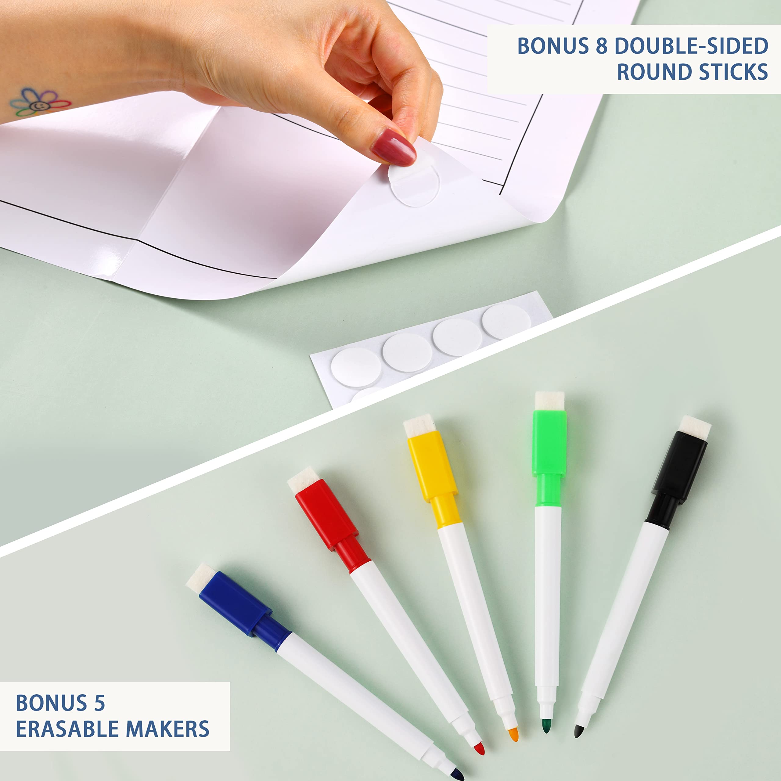 Dry Erase Calendar for Wall - Large Dry Erase Calendar, 28" x 40", Undated Monthly Calendar for Home, Office, Classroom, Erasable Laminated Calendar Whiteboard with 5 Markers & 8 Stickers