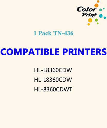 1-Pack ColorPrint Compatible Toner Cartridge Replacement for Brother TN436BK TN-436 TN436 TN433BK TN433 Used for HL-L8260CDW HL-L8360CDW MFC-L8690CDW MFC-L8900CDW MFC-L8610CDW Printer (Black)