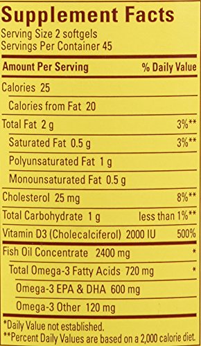 Nature Made Fish Oil 1,200 mg + VIT D 1,000 IU Softgels, 90 ct